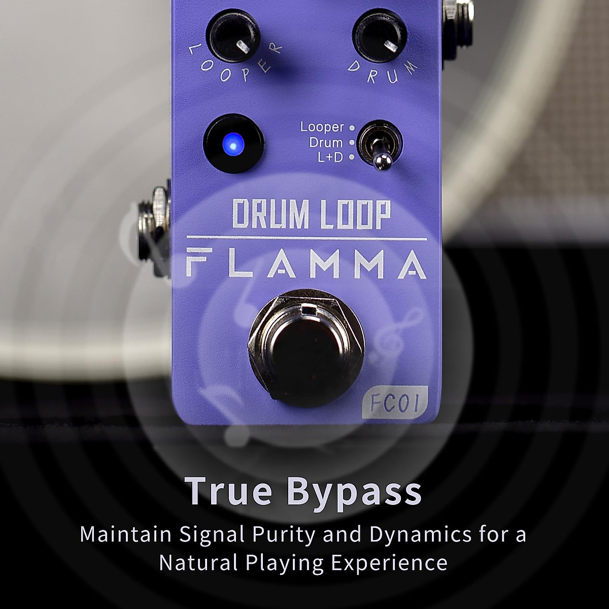 FLAMMA FC01 Looper Pedal Drum Machine 2 in 1 Drum Looper Guitar Pedals, 20 Minutes Loop Time with 16 Drum Grooves, Tap Tempo, 44.1kHz/16Bit Mini Guitar Effects Pedal with 3 Mode