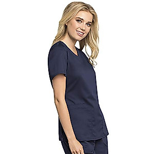 Cherokee Women Scrubs Top Workwear Revolution Tech V-Neck WW770AB, XL, Navy
