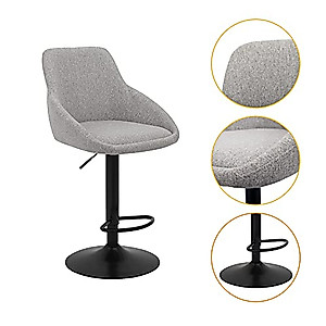 CangLong Mid Century Style Adjustable Swivel Bar Stool with Back Support Dining Chairs Set of 2,Gray