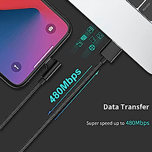 1ft Right Angle Lightning Cable Short, 3 Pack Braided Fast Charging USB to iPhone Charger Cord 90 Degree Compatible with Apple iPhone 13 12 11 Pro Max Xs Xr X 5 6 7 8 Plus SE, iPad Air/Mini