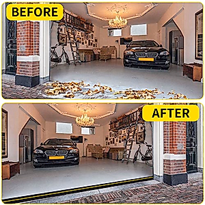 Universal Garage Door Bottom Threshold Seal Rubber Strip with Adhesives, DIY Weatherproof Weather Stripping Replacement (10FT, Black)