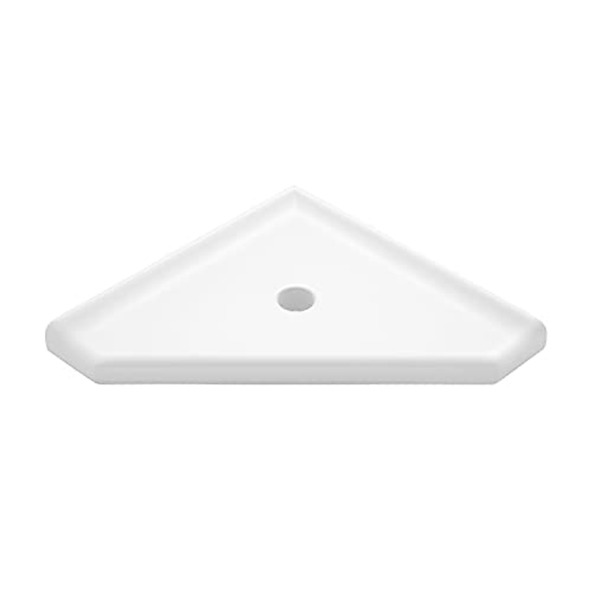 Questech Décor 8 Inch Corner Shower Shelf Bathroom Caddy, Lugged For New Construction, Corner Shower Shelf For Tiled Shower Walls, Corner Bathroom Shelf, 8 Inch Geo Lugged, Bright White Matte