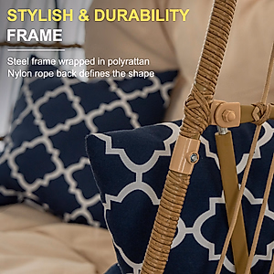 Sundale Outdoor Egg Chair, Rocking Double Egg Chair Outdoor Indoor, 2 Person Egg Loveseat Chair for Patio Balcony Porch Backyard (Beige)