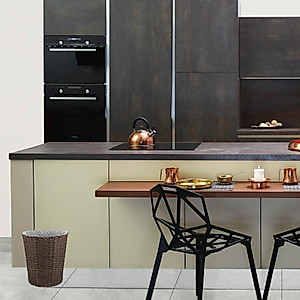 VOSAREA Wicker Trash Can Rattan Waste Basket Garbage Cans Waste Paper Bin Laundry Basket Wastebasket Garbage Bin Rubbish Basket Sundries Basket for Bathroom Coffee