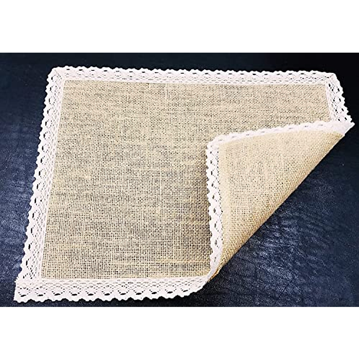 FiveRen Placemats Burlap and Beige Lace Jute Rustic Farmhouse Table Mats Table Decor & One of Life's Little Home Luxuries for Special Occasions, Parties, Weddings, BBQ's, Holidays (Set of 6)