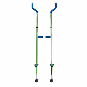 Geospace Original Walkaroo Xtreme Steel Balance Stilts with Height Adjustable Vert Lifters For Outdoor/Indoor Active Play & Exercise; For Adults & Kids up to 250 lbs (Green)