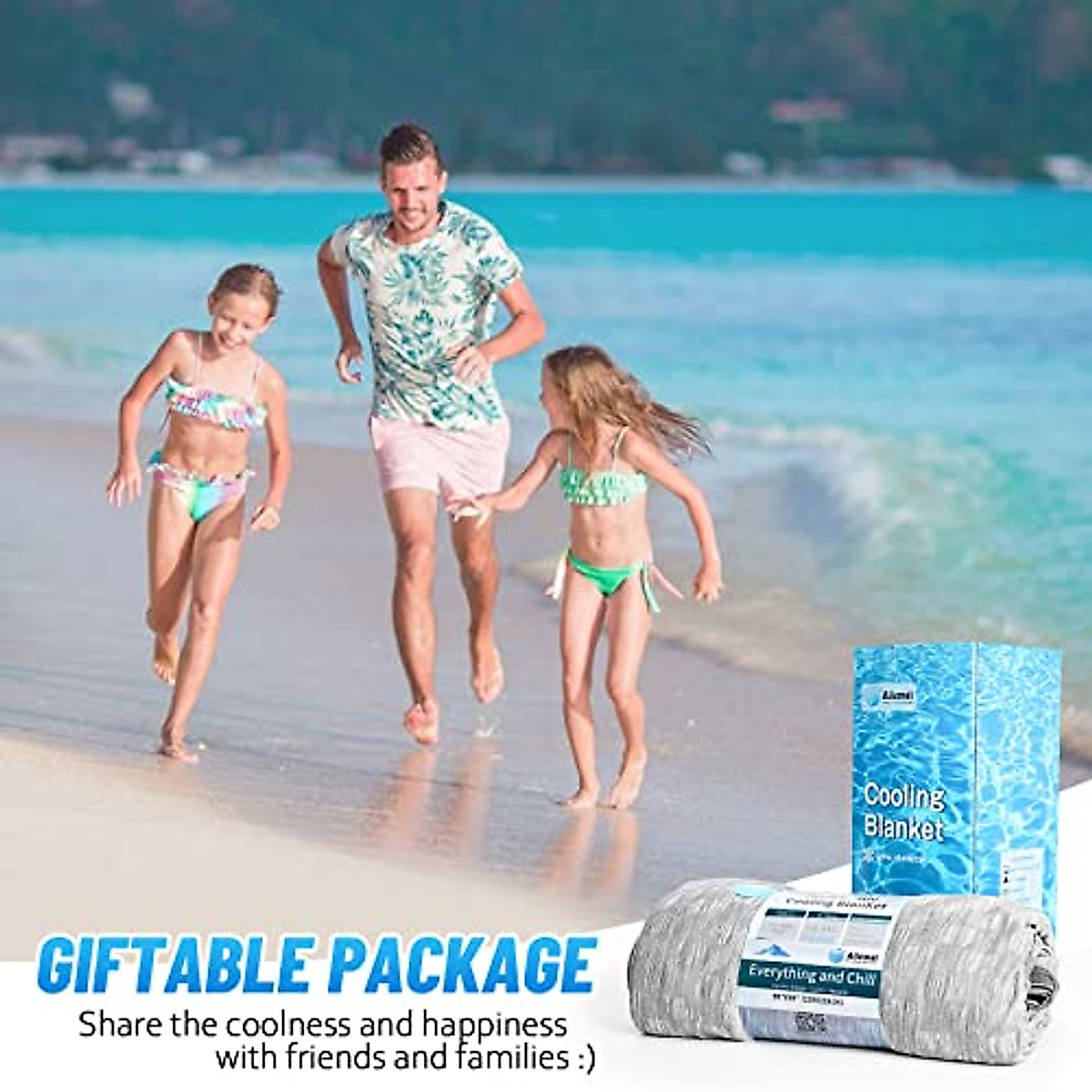 Ailemei Direct Cooling Throw Blanket for Hot Sleepers, with Double Sided Cold Effect, Lightweight Breathable Summer Blanket for Night Sweats, Throw Blankets for Couch, 50"x60", Gray Checkered