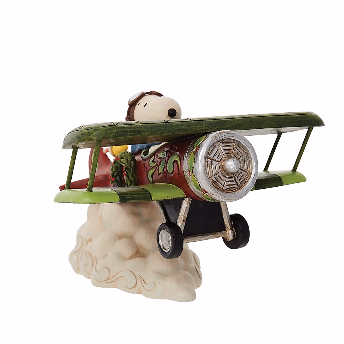 Enesco Peanuts by Jim Shore Snoopy Flying Christmas Ace Plane Figurine, 5.12 Inch, Multicolor