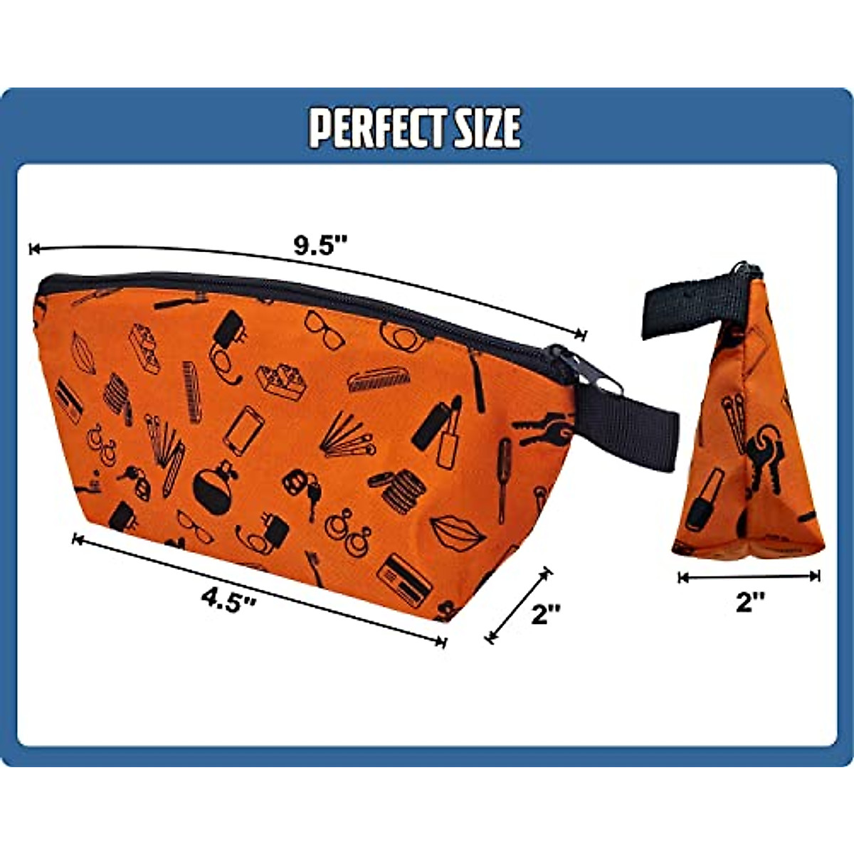 ORBIT-MAX Multipurpose Pouch 6 Pcs Value Pack School Zipper Pouch Polycotton Pen Pencil Bag Washable Purse with Handle Office Storage Small Case Cosmetic Purse Travel Organizer Toy bag Toiletry pouch