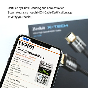 Zeskit X-Tech 48Gbps Ultra High Speed HDMI Cable 8ft, 8K60 4K120 144Hz eARC HDR HDCP 2.2 2.3 Compatible with Dolby Vision Apple TV 4K Roku Sony LG Samsung Xbox Series X RTX 3080 PS4 PS5
