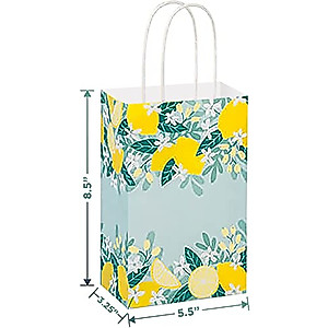 Small Gift Bags With Coordinating Tissue Paper and Gift Tags 5 Count (LEMON)