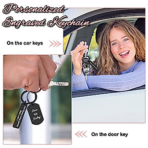 Cupike Personalized Picture Keychain - Customized Engraved Keychains with Photo Text, Personalized Gifts for Men Women Lovers (02-Black1)