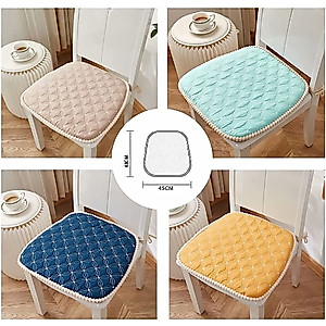 Kitchen Chair Cushions with Ties,Dining Chair Cushions 18x17,Chair Pads for Dining Chairs No Slip,Adjustable Detachable Seat Pads for Dining Chairs Yellow,4 Pack