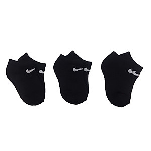 Nike Little Kids' Dri-FIT Cushioned No-Show Socks 3 Pack (Black(RN0025-023)/White, 4-5(7C-10C))
