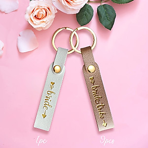 LADY&HOME 10 Packs Bride Keychain Bridesmaids Proposal Gifts Keychains, Bridesmaids Gifts Maid of Honor Bride Tribe Keychains for Bachelorette Party, Bridal Shower(Champagne)