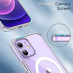 JETech Magnetic Case for iPhone 12 Mini 5.4-Inch Compatible with MagSafe Wireless Charging, Shockproof Phone Bumper Cover, Anti-Scratch Clear Back (Clear)