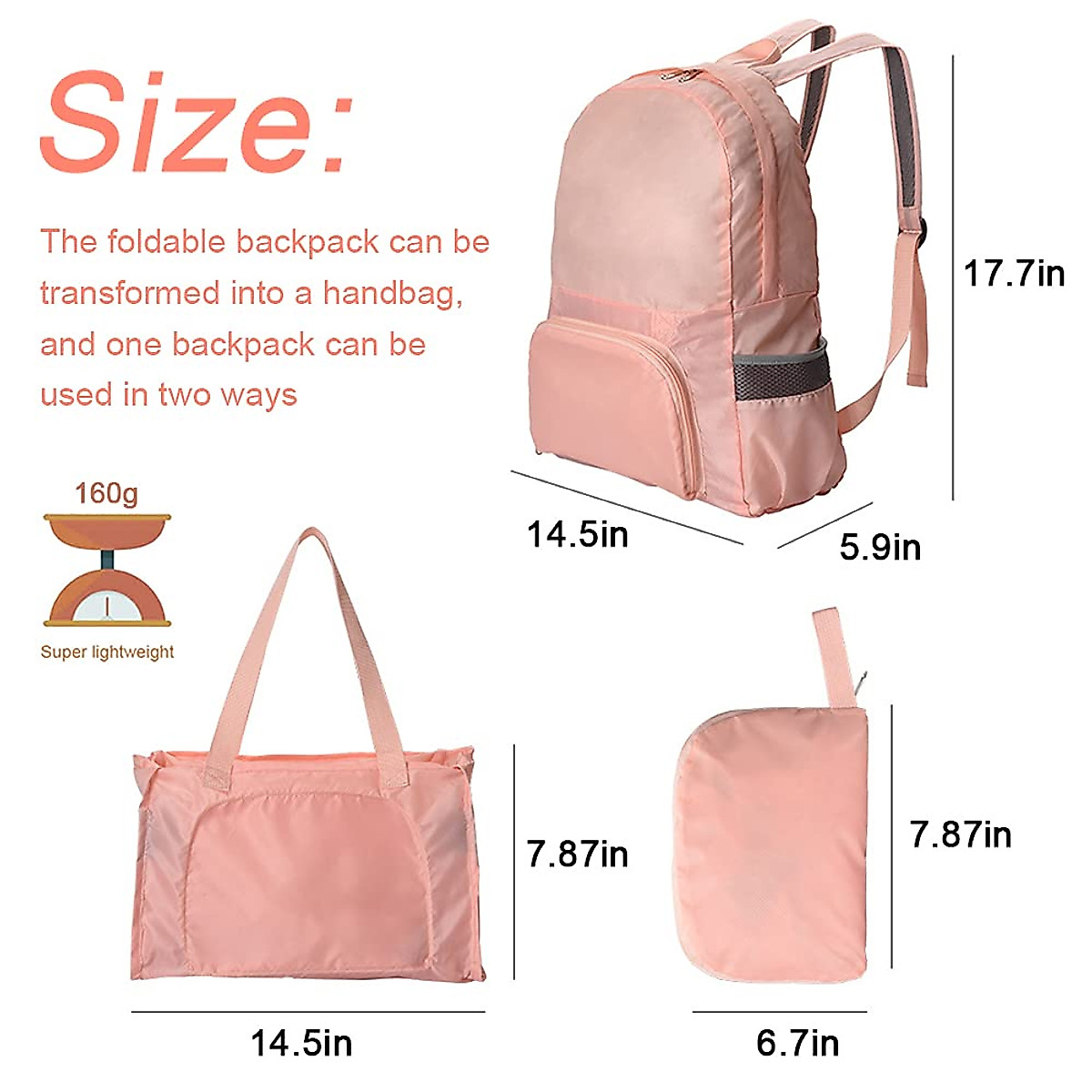 Laiiqi Ultra Lightweight Dual-Use Backpack, Hiking Backpack Waterproof Folding Small Backpack Packable Travel Camping Outdoor Daypack for Women and Men, Blue