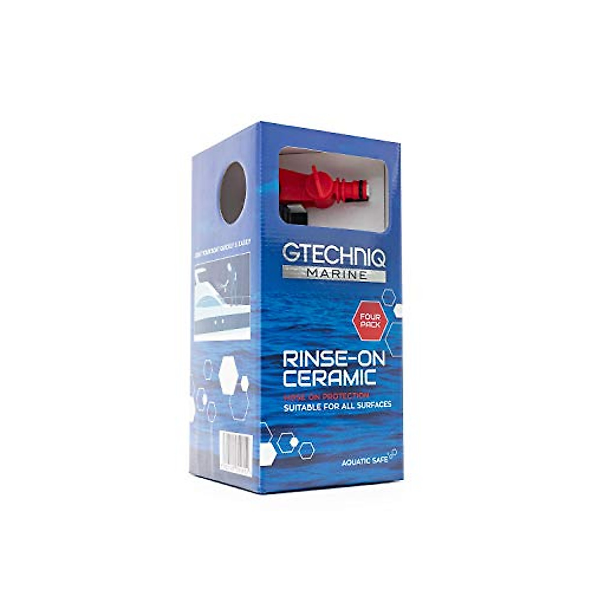 Gtechniq Marine Rinse-On Ceramic with Hose Attachment, Protective Marine Ceramic Coating for Gelcoat, Topcoat, Glass, Metal, Plexiglass, Repels Dirt and Water, 4 x 500ml - 3 Months Protection