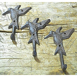 Antiques Vintage/Hooks Cast Iron/Coat Hook/Locker Rooms/Kitchens 3 Cast Iron Hummingbird Towel Hanger Coat Hat Hooks, Key Rack Garden Hook Bird