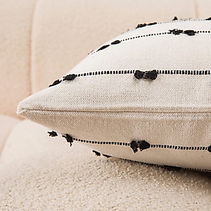 NiNi ALL Decorative Throw Pillow Covers Pack of 2 Boho Linen Throw Pillow Cases for Couch Modern Farmhouse 18x18 Inches Black Pillows Cover Bedroom Living Room Outdoor