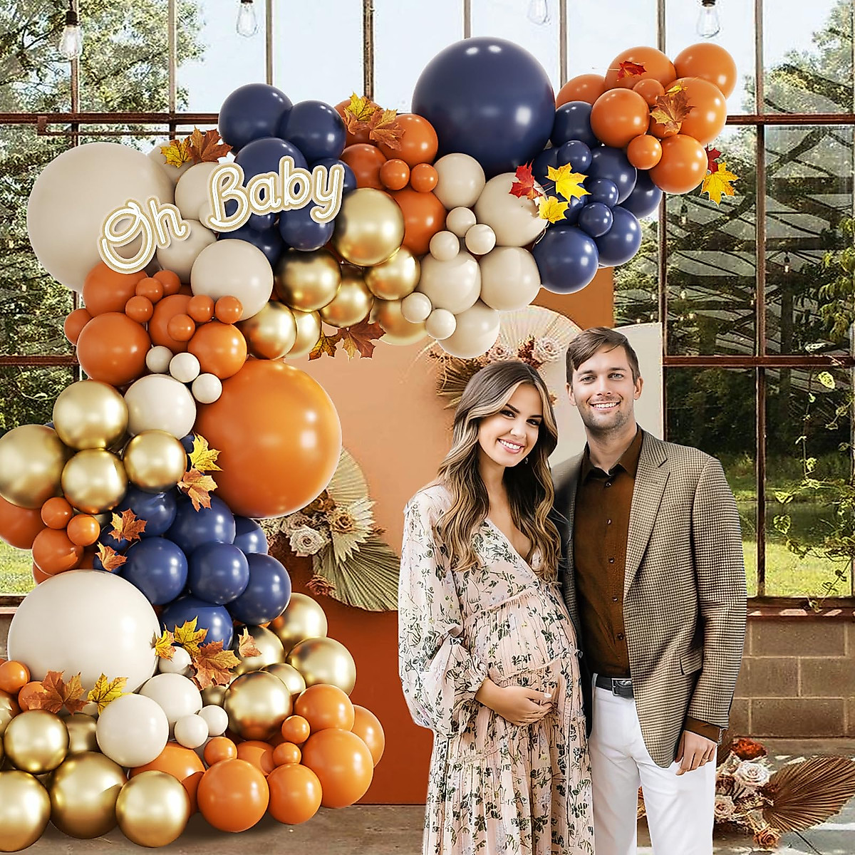 147pcs Fall Balloon Arch Kit Thanksgiving Balloon Arch with Navy Blue Burnt Orange Balloons for Thanksgiving Baby Shower Wedding Fall Graduation Birthday Party Decorations