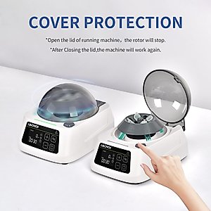 LACHOI Mini Lab Centrifuge Machine 1000-10000RPM Adjustable Time LCD Digital Mini Microcentrifuge Scientific Mini Centrifuge Benchtop with 2 Rotors for 8×0.2/0.5/1.5/2ml Tubes&2×8×0.2ml PCR Strips