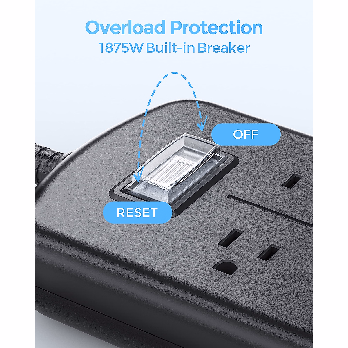 USB Outdoor Power Strip Weatherproof, Waterproof Surge Protector with 3 USB Ports and 6 Outlets, 6 FT Extension Cord, Shockproof Overload Protection, Mountable for Home Office Patio Porch