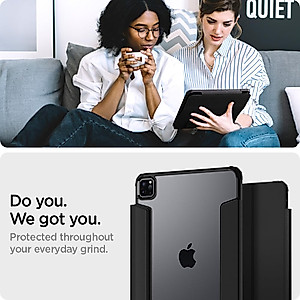 Spigen Ultra Hybrid Pro Designed for iPad Pro 11 inch Case M2 4th Generation (2022) / 3rd Generation (2021) / 2nd Generation (2020) / 1st Generation (2018) / Transparent Back and Pencil Holder - Black
