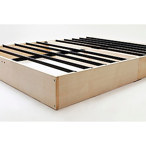 Panana 5 Inch Metal Box Spring Bed Base with Fabric Cover, Heavy Duty Strong Steel, Easy Assembly, Full, White