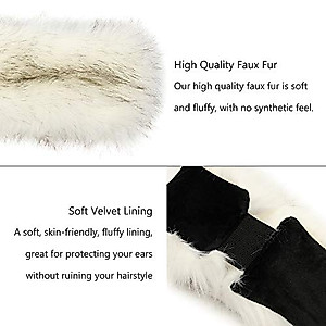 LA CARRIE Faux Fur Headband with Stretch Women's Winter Earwarmer Earmuff (White)