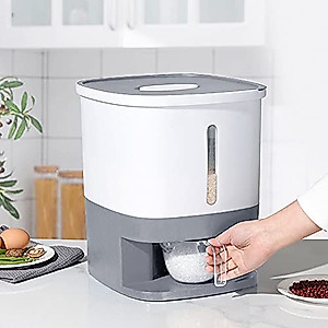 YYIJ Airtight Rice dispenser 22Lbs Rice Dry Food Storage Container,Cereal Container Bin,Measuring Cup Included, Gray, R1343G426335IC5Q