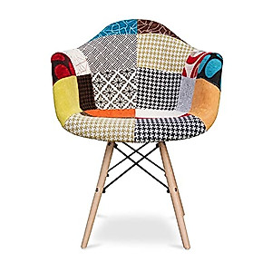 Aron Living Pyramid 17.5" Cotton and Wood Armchair in Multi-Color