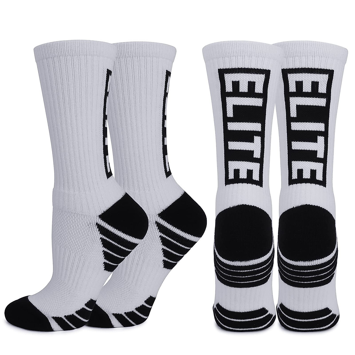 Dingcooler Men Basketball Socks 4/8 Pairs, Elite Pro Athletic Crew Socks for Youth Adult