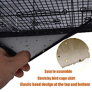 Bonaweite Extra Large Mesh Bird Seed Catcher, Bird Cage Stretchy Guard Cover, Birdcage Nylon Shell Skirt Traps Guards - 29.5” Height