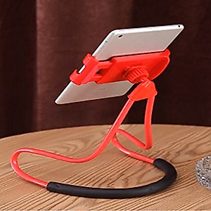 Flexible Cellphone Holder,Hanging on Neck Universal Mobile Phone Stand Lounger's Bracket For Mobile Phone Tablet PC Desktop(Pink)