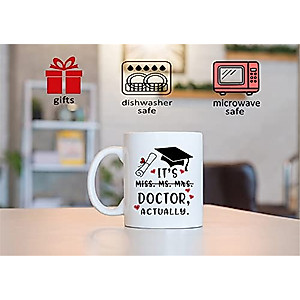 Qsavet Funny Doctor Gift Mug, It's Miss Ms Mrs Dr Actually Mug, Dr Mug, PHD Graduation Mug, Doctorate Degree Mug, Doctor Mug, Phd Mug, Novelty Coffee Mug for Coworker, Friends, Students - 11oz (dr)