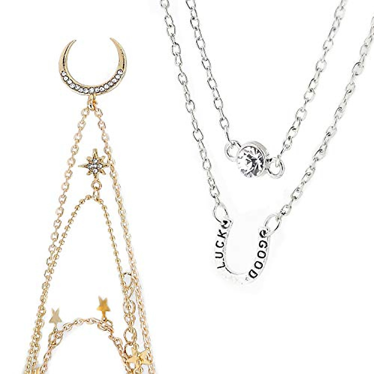 AROIC 20 PCS Pendant Necklace with 14 PCS Gold,6 PCS Sliver,20 styles of necklaces for Women Girls Jewelry Fashion and Valentine Birthday Party Gift