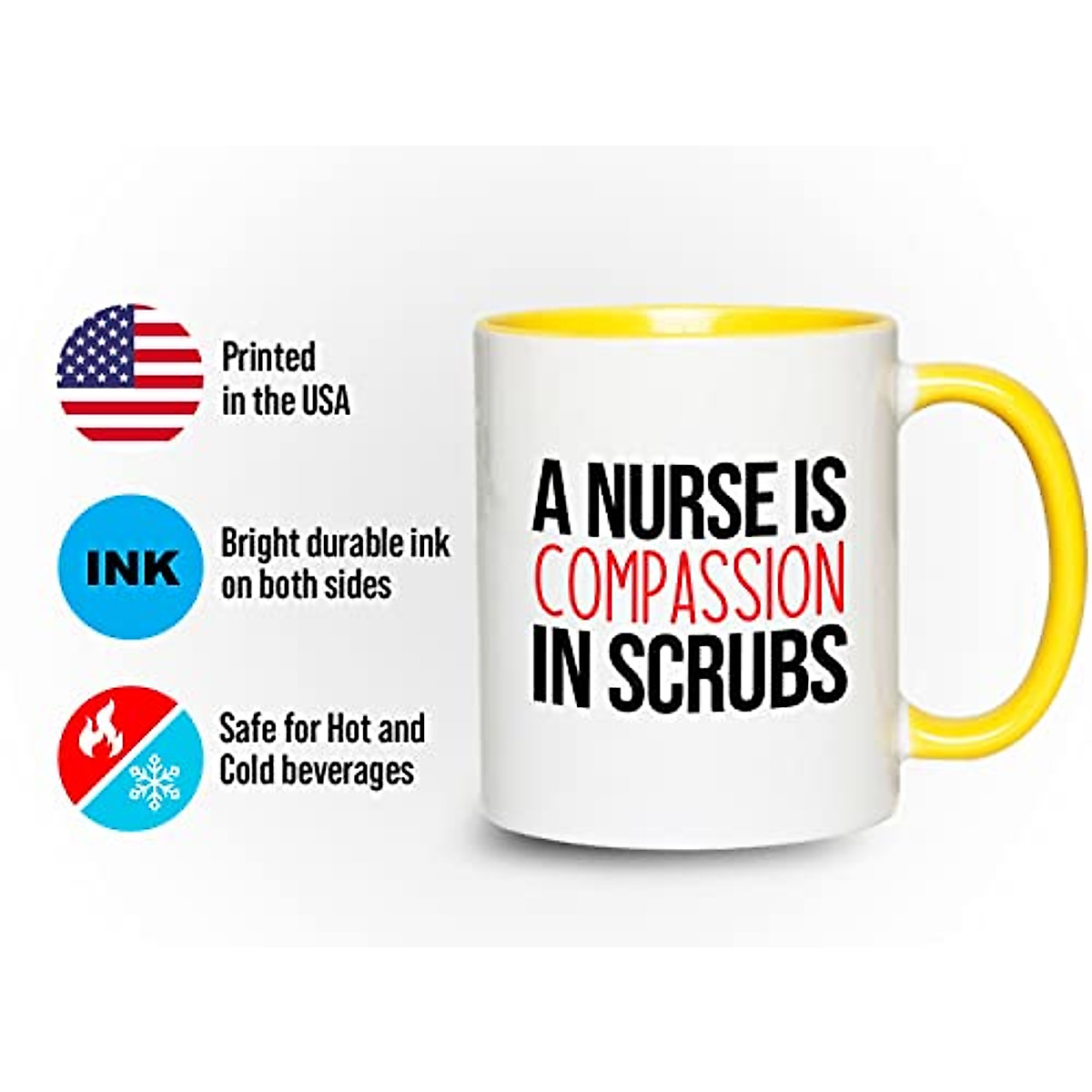Bubble Hugs Nurse 2Tone Yellow Mug 11oz - A nurse is compassion - Labor Clinical Certified Nursing Assistant Surgical Emergency Oncology Practitioner