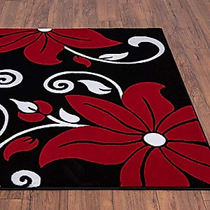 LUXE WEAVERS 9242 Victoria Modern Red Floral Area Rug 8x10, Medium Pile, Stain-Resistant Rug