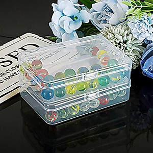 Kingrol 18 Pack Mini Clear Plastic Storage Containers with Lids, 4-1/2 x 3-3/8 x 1-1/8 Inch Empty Hinged Boxes for Beads, Jewelry, Tools, Craft Supplies, Flossers, Fishing