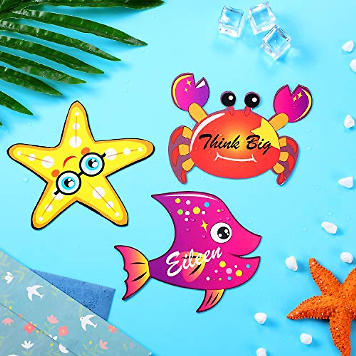 60 Pieces Ocean Cutouts Sea Animals Fish Cutouts for Bulletin Board OceanThemed Party Cutouts Classroom Accents Cutouts Decoration with 120 Pieces Adhesive Dots for Party Supplies