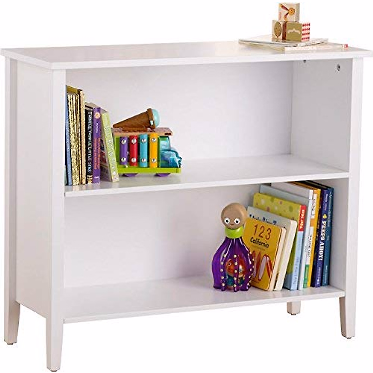 Kings Brand Furniture - 2-Shelf Wooden Bookcase Bookshelf Display Storage and Organizer, White
