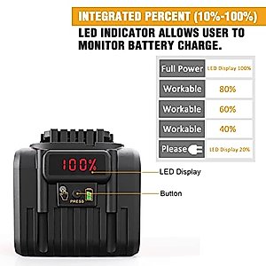 ZLWAWAOL DCB200 20V 9.0Ah Lithium-ion Replacement Battery Compatible with Dewalt 20V DCB200 DCB203 DCB204 DCB206 DCB209 DCD/DCF/DCG/DCS Series Cordless Tools with LED Display