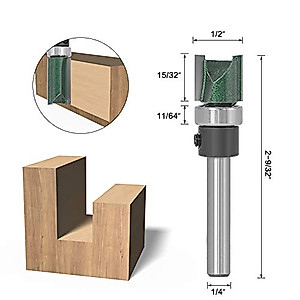 Straight Router Bit with Bearing, Wolfride 4PCS Flush Trim Template 1/4-Inch Shank Top Bearing Pattern Router Bit