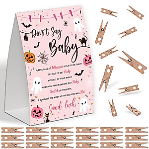 Halloween Pink Ghost Shower Decorations,Don't Say Baby Baby Shower Game,Gender Neutral Baby Shower Decorations,Small Clothespin Game,Baby Shower Ideas,Baby Shower Games 50 Guest,Fall Party Games