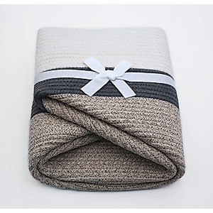 Extra Large Cotton Rope Basket Woven Basket Storage Baby Laundry Hamper with Handles for Nursery Laundry, Clothes, Toys, Blanket, Magazines, Towels, Home Organize Container 21.7" x 21.7" x 13.8"