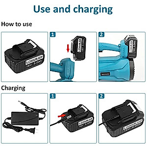 Cordless Leaf Blower with 2 X 5.0 Battery & Charger,460CFM 6 Adjustable Speeds and 2 Adjustable Tubes,Battery Powered Leaf Blower Lightweight for Snow Blowing & Yard Cleaning