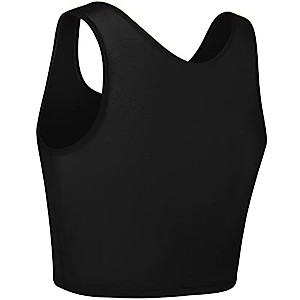 XUJI Women Transgender FTM Zip Up Breathable Half Chest Binder Tank Top (B, 5XL) Black