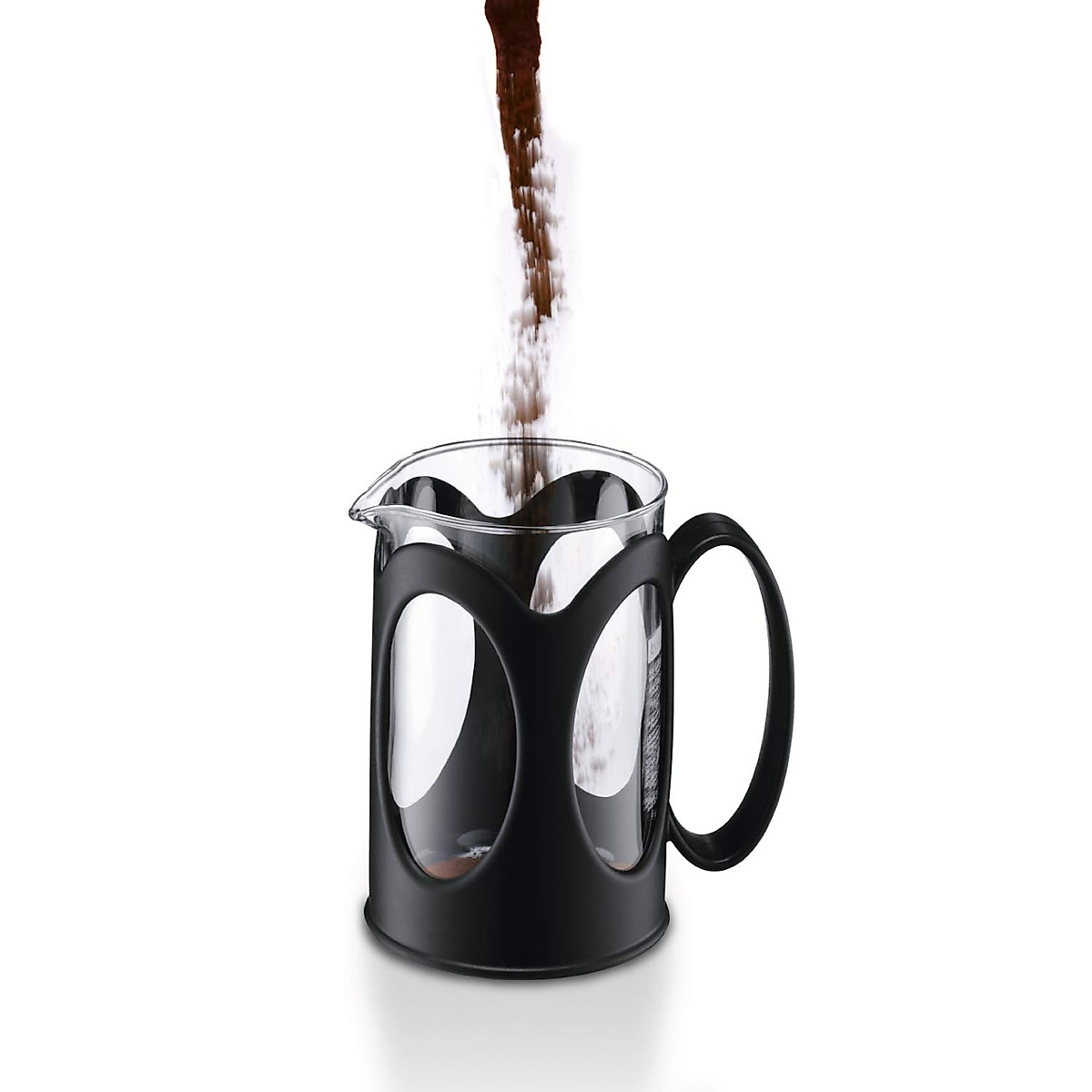 BODUM 10683-01 Kenya French Press Coffee Maker, Borosilicate Glass - 4-Cup (0.5 L), Black