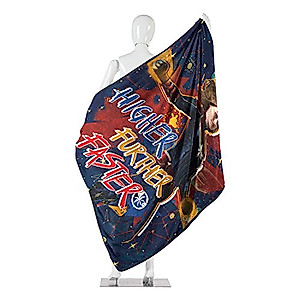 Marvel's Captain Marvel, "Higher, Further, Faster" Micro Raschel Throw Blanket, 46" x 60", Multi Color